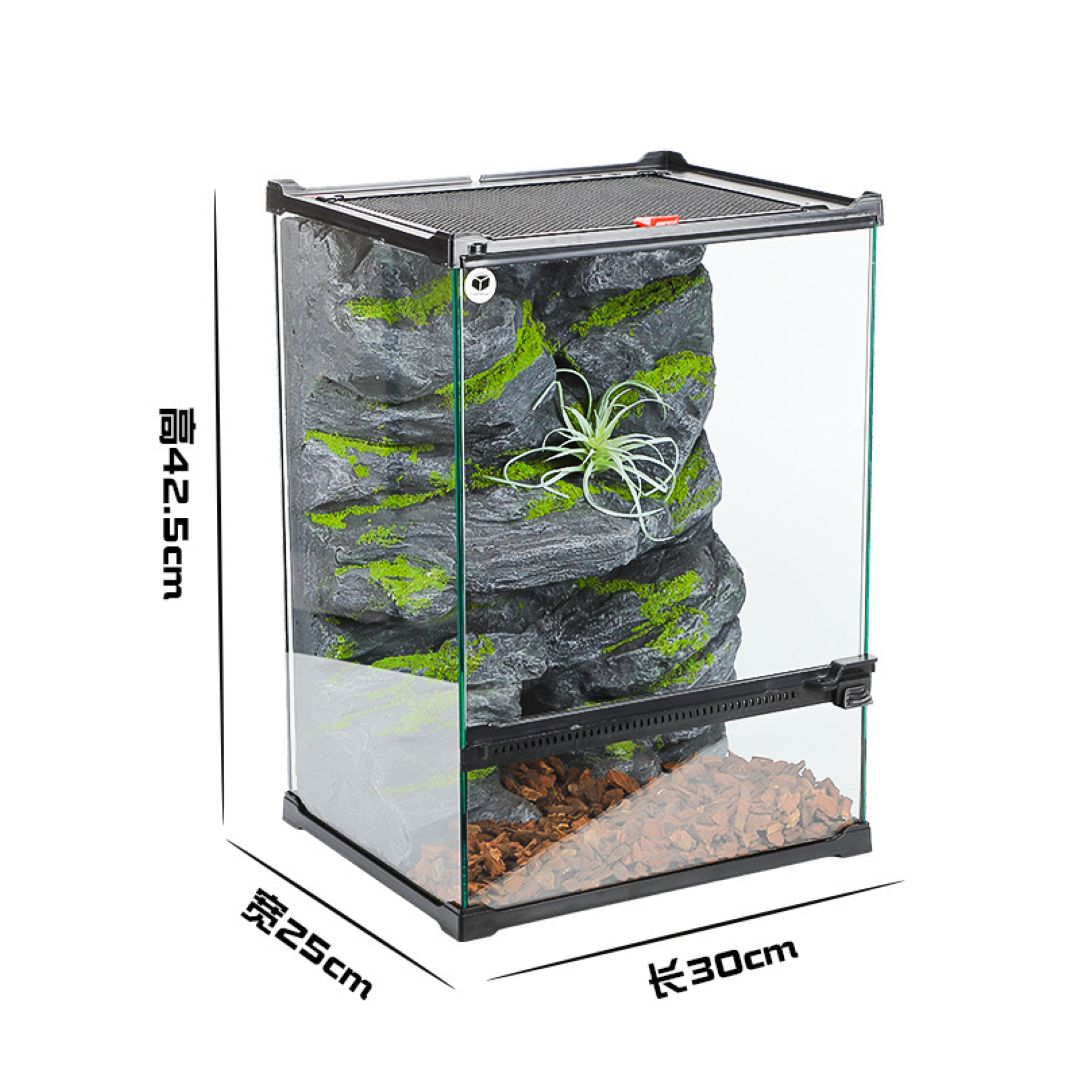 Tank For Reptiles With Artificial Stone View 30×25×42.5cm – Pets Qatar