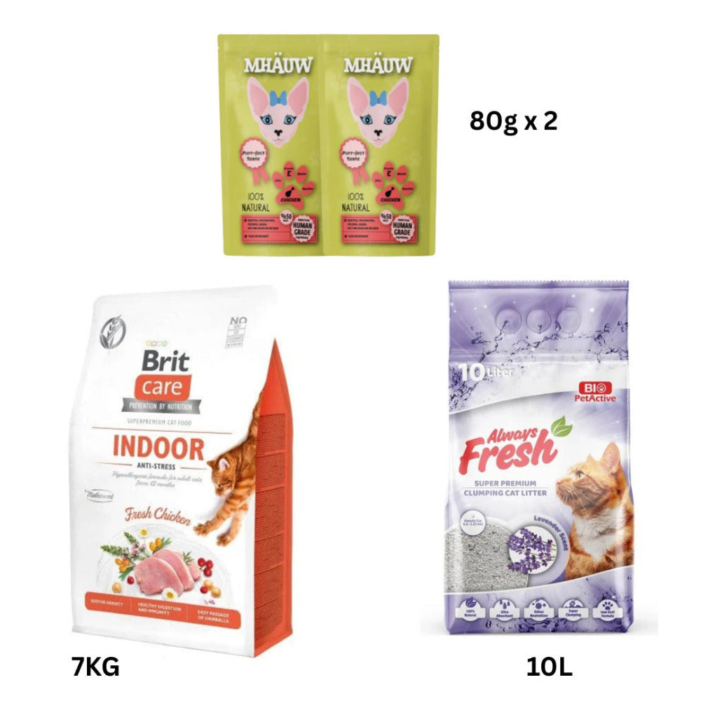 Lavender Scent (Clumping Cat Litter) 10L + Cat Grain-Free Indoor Anti ...