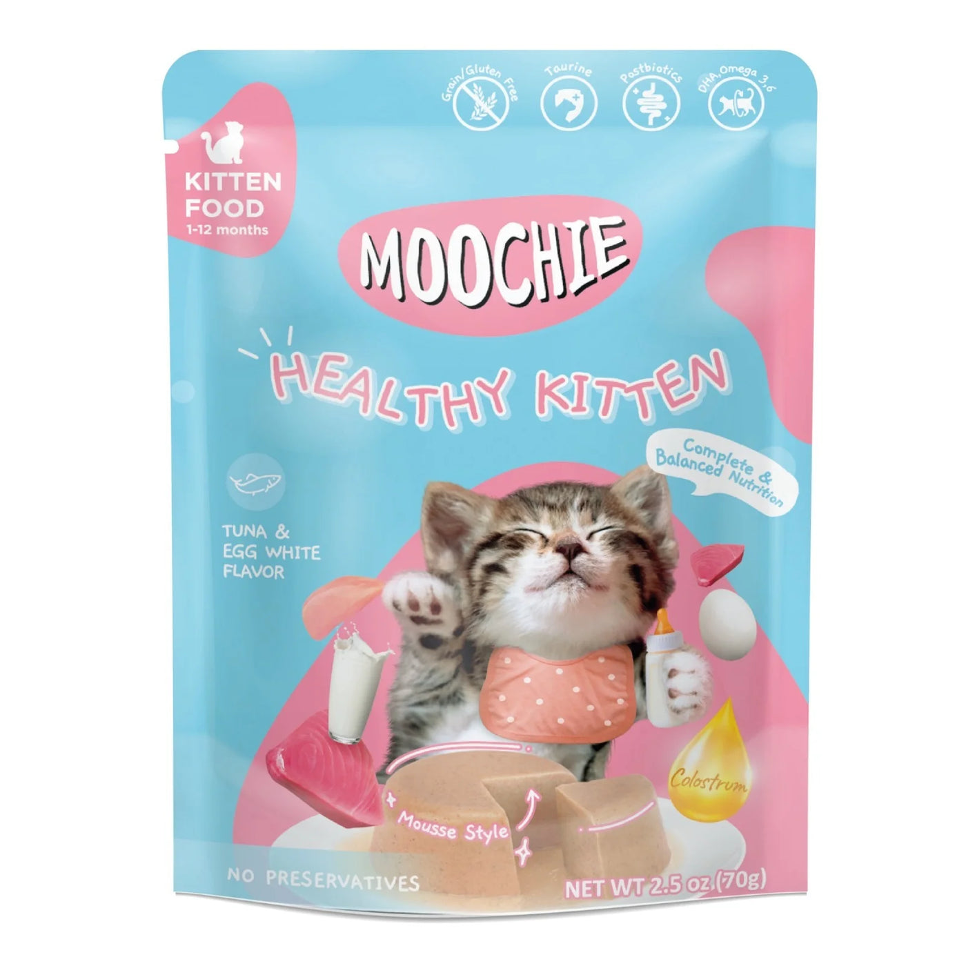 MOOCHIE KITTEN MOUSSE TUNA & EGG WHITE FLAVOR 12X70g – Pets Qatar
