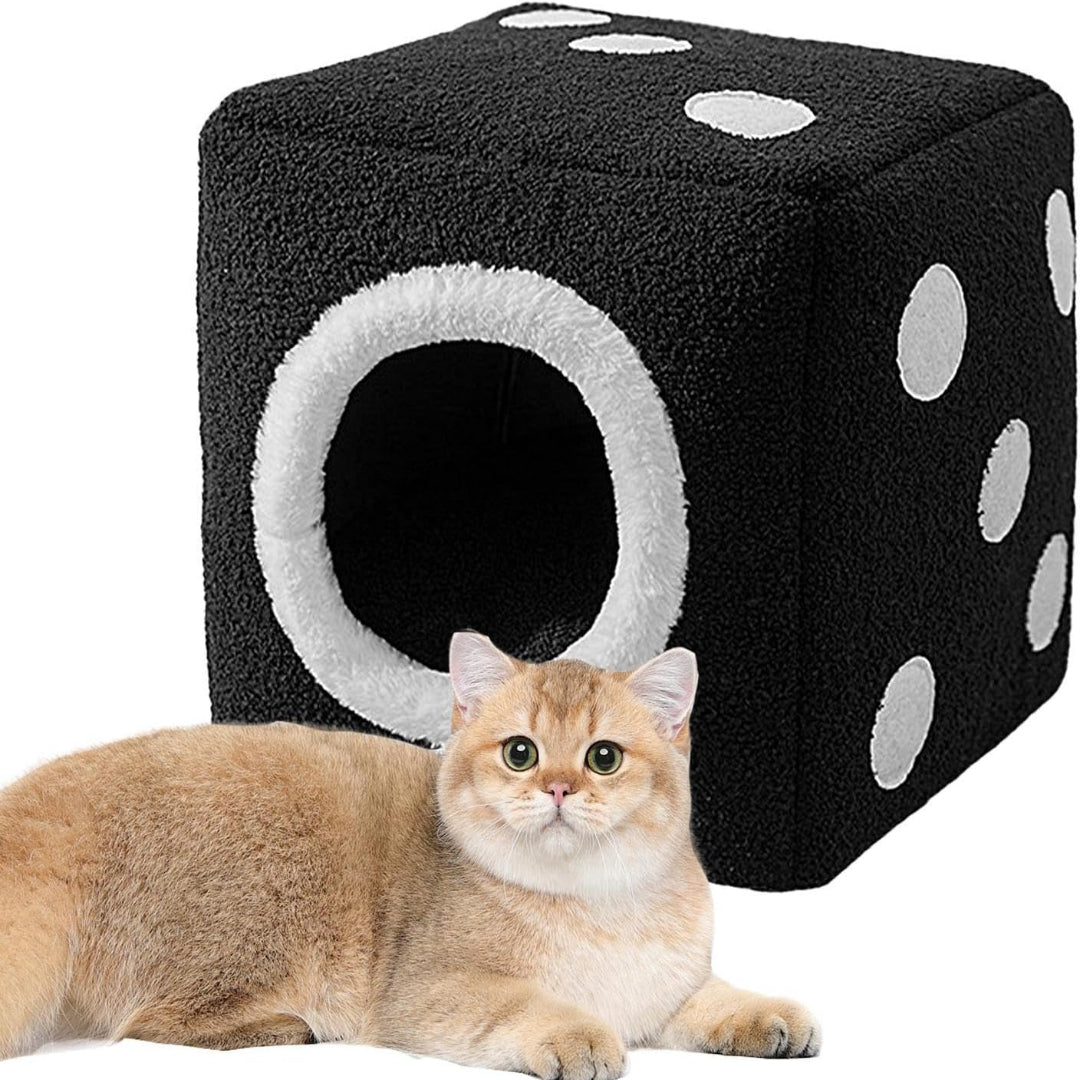 Warm Pet Bed Cube Plush House 46x46x46 cm – Pets Qatar