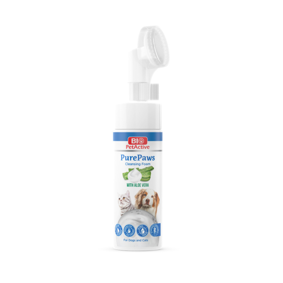 Biopet Active Pure Paws Cleansing Foam with Brush for Dogs & Cats 150m ...
