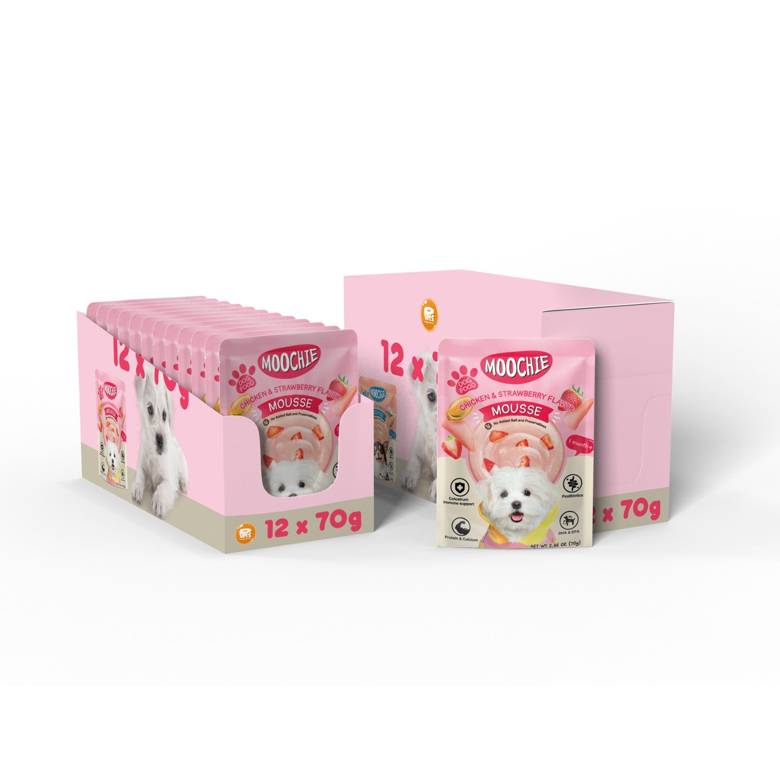 MOOCHIE MOUSSE CHICKEN & STRAWBERRY FLAVOR 12X70g – Pets Qatar