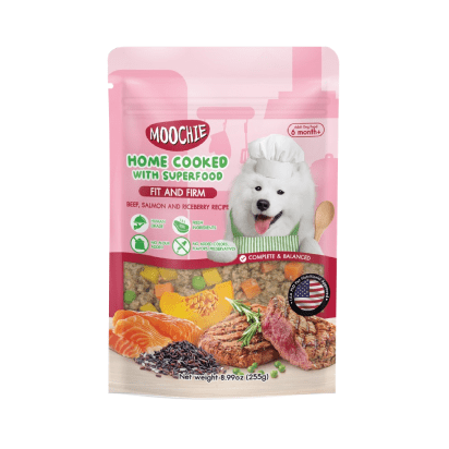 Moochie Home cook Beef Salmon & Rice Berry Recipe 255G Pouch – Pets Qatar