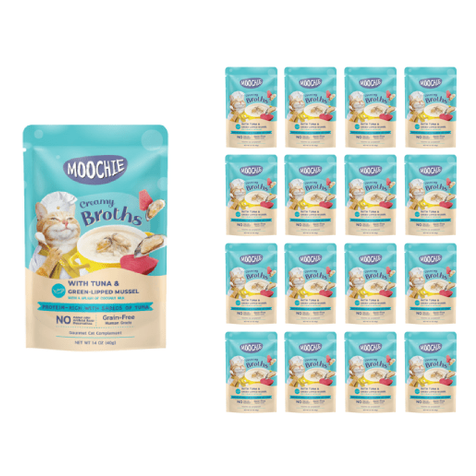 Moochie Creamy Broth with Tuna and Green Lipped Mussel 40gx16 Pouch ...