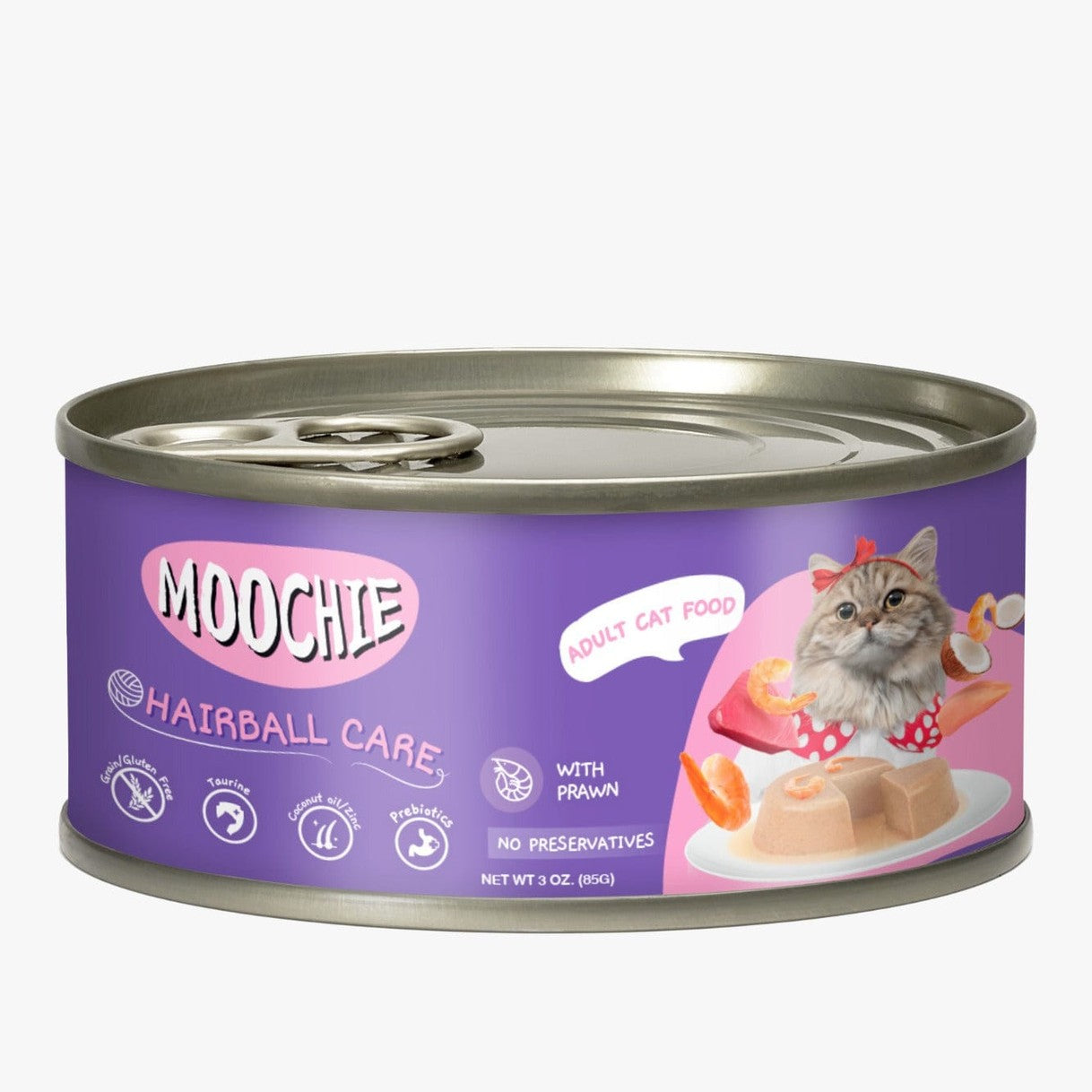 Moochie With Prawn Pate (Hairball Care) 85G. Can – Pets Qatar