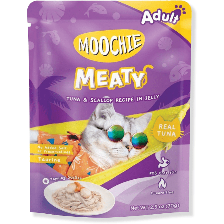 Moochie Tuna & Scallop Recipe In Jelly Mince 70G. Pouch – Pets Qatar