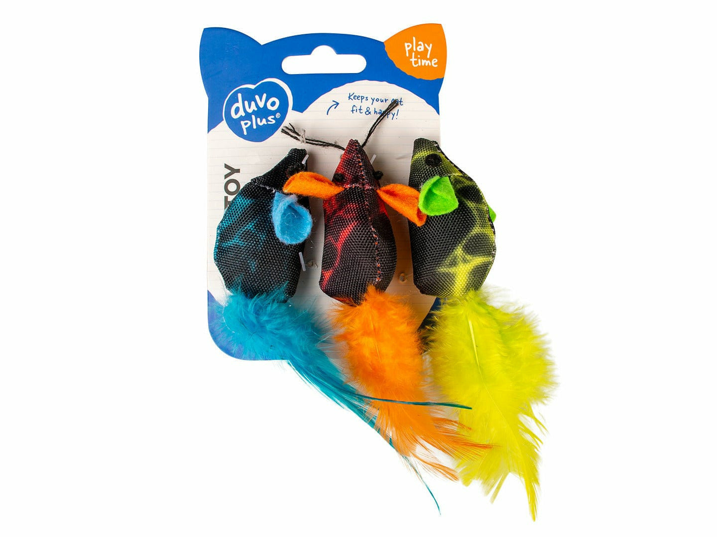 Flash mice with feathers 3pc - 19x5,5x3cm Multicolour – Pets Qatar