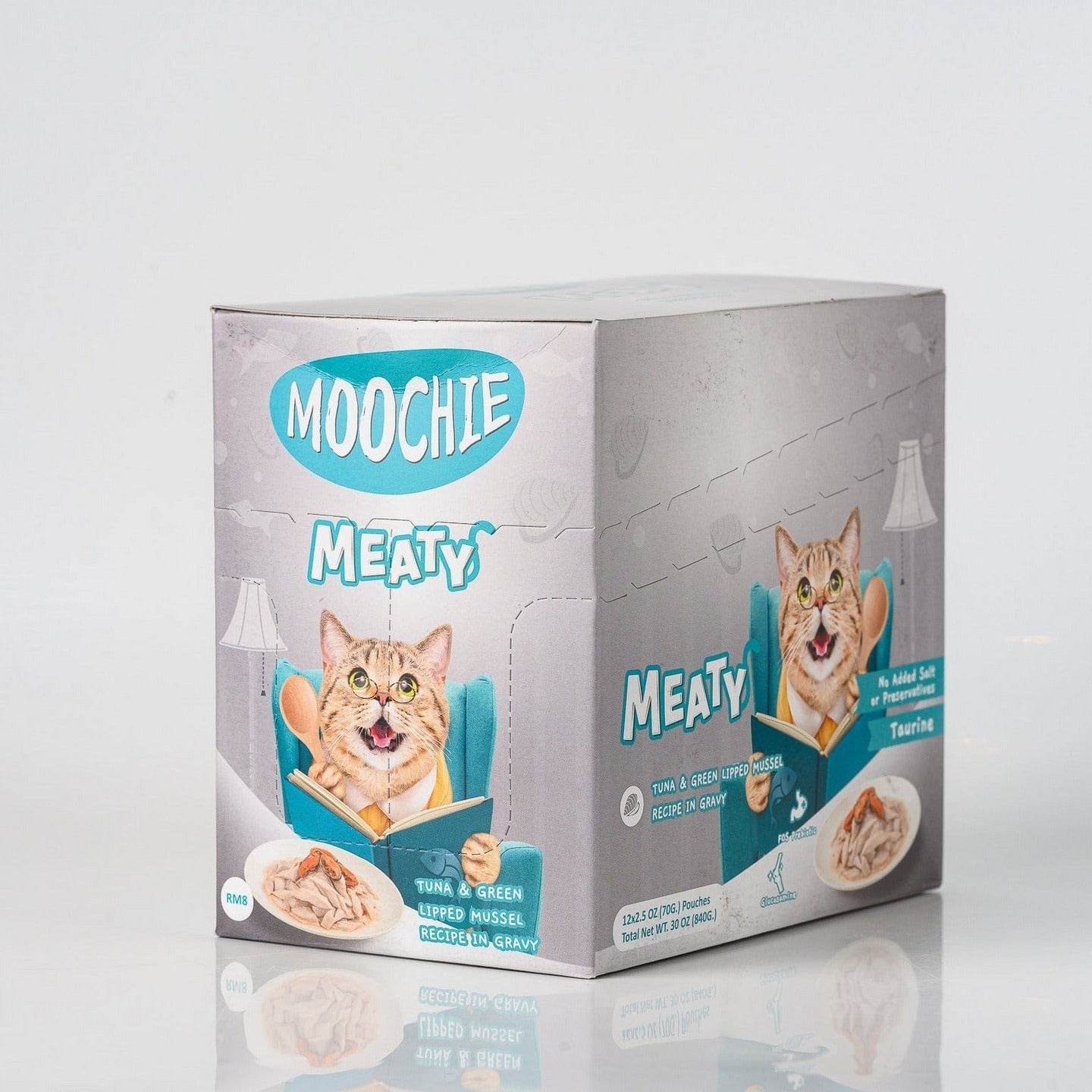 Moochie Meaty Tuna &Green Lipped Mussel Recipe In Gravy 12X70G Pouchs ...