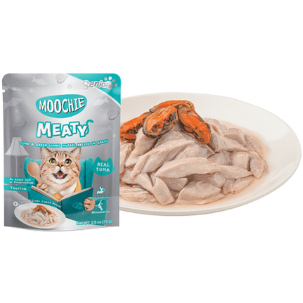 Moochie Meaty Tuna &Green Lipped Mussel Recipe In Gravy 70G Pouch ...